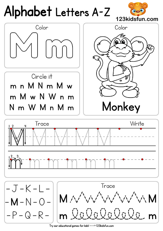 Free Alphabet Practice A Z Letter Worksheets 123 Kids Fun Apps