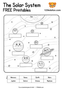 Solar System Worksheets for Kids | 123 Kids Fun Apps