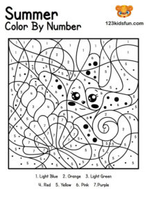 Free Printable Summer Color by Number Coloring Pages for Kids