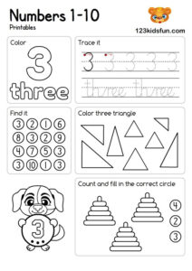 Free Printable Number Worksheets 1-10 for Preschool & Kindergarten Kids ...